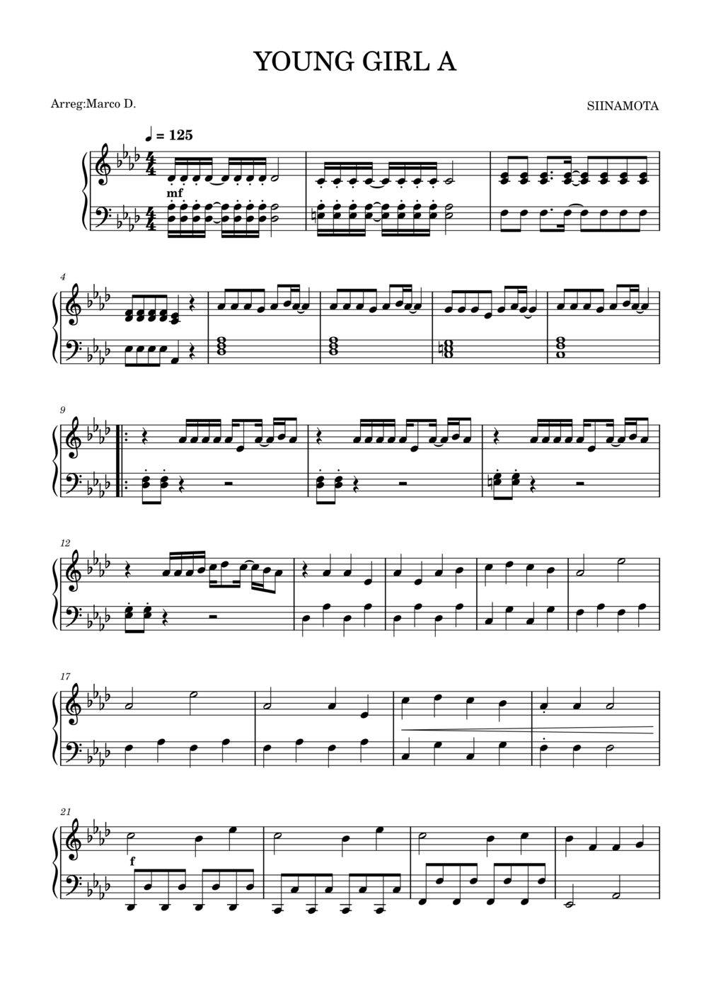 YOUNG GIRL A | SIINAMOTA EASY VERSION FREE SHEET