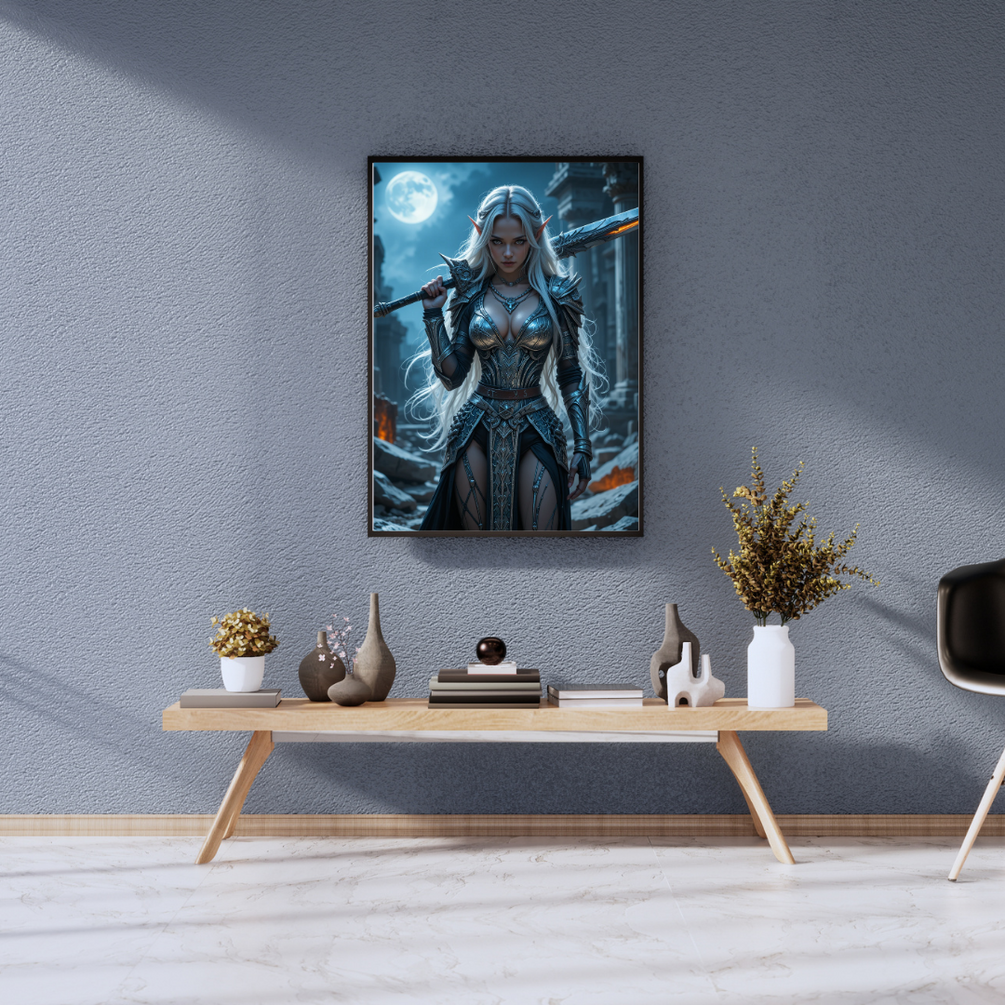The Moonblade Sentinel – Dark Elf Warrior Digital Art | Fantasy Battle ...