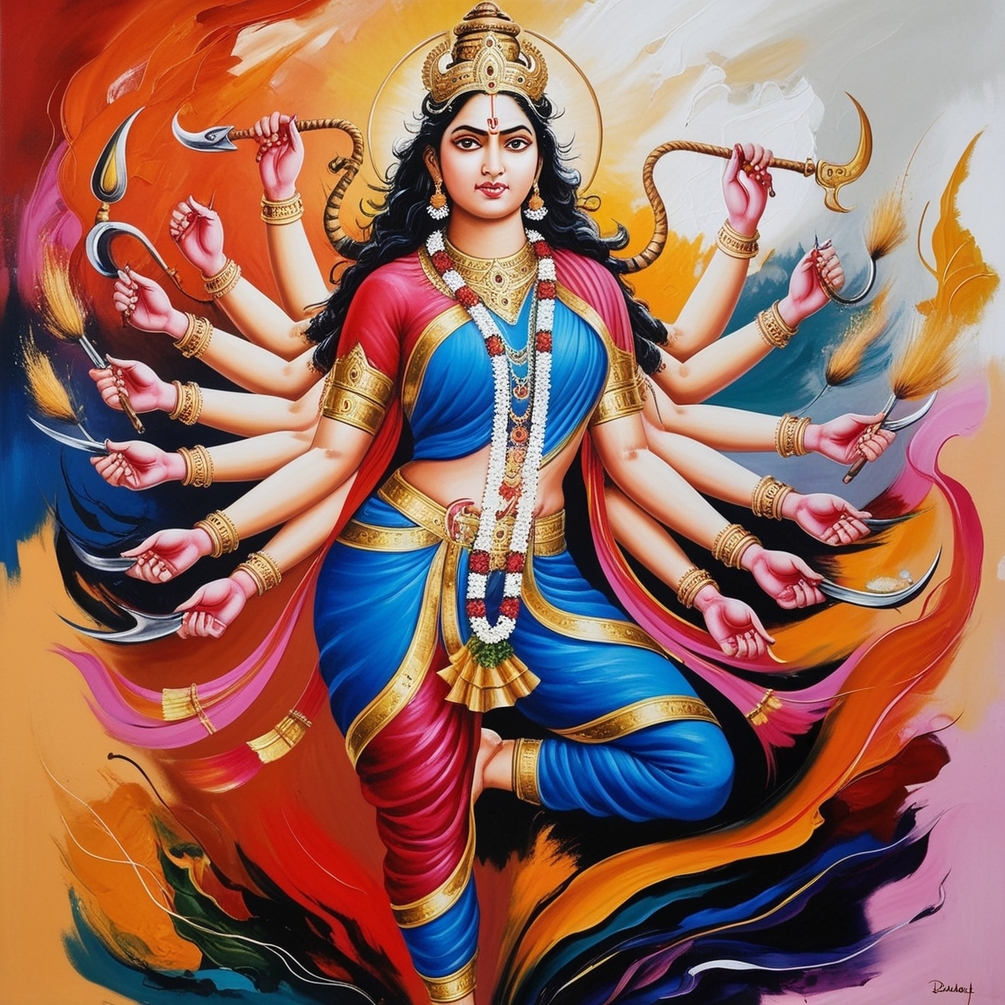 🎨 Abstract Expressionism of Goddess Durga 🌟