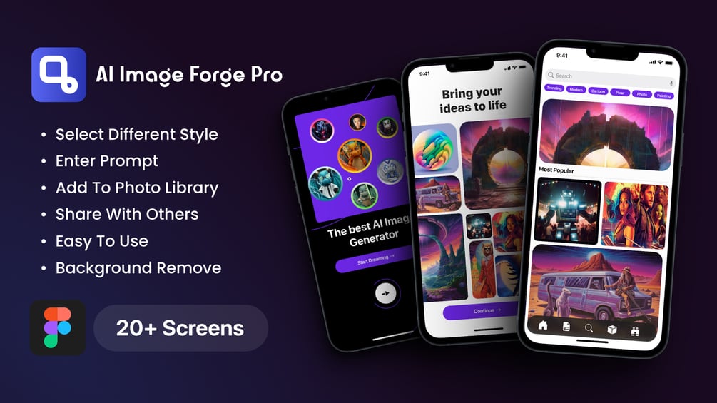 Forge Pro - AI Art Generator App UI Kit