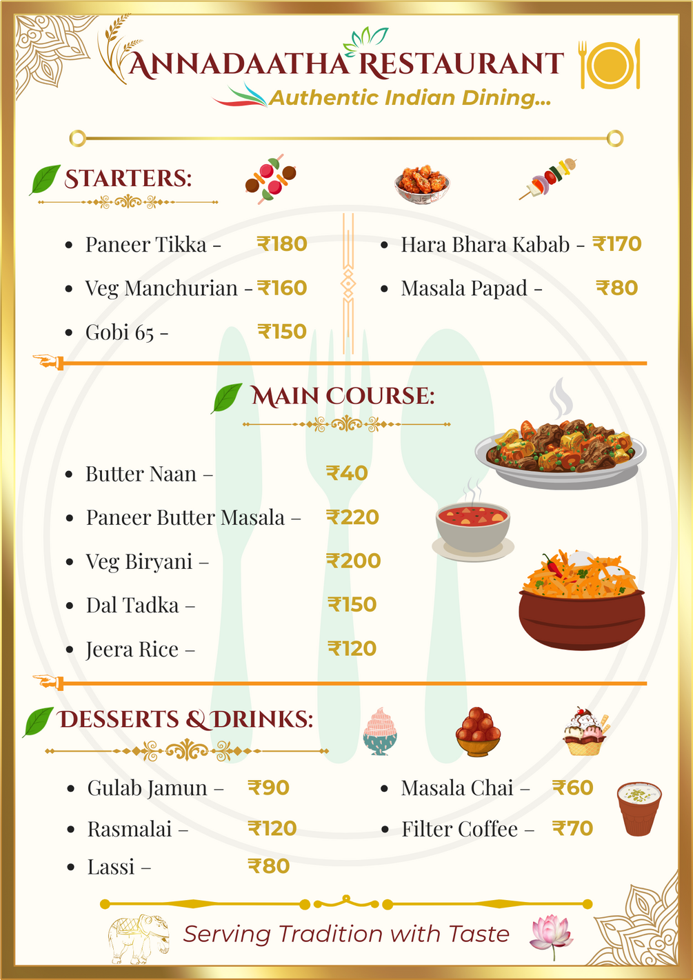 Digital Menu Card Template for Restaurants.