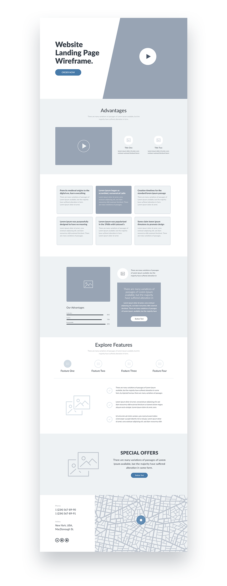Landing Page Wireframe #18 (Light and Dark theme)