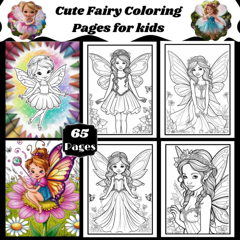 Cute Fairy Coloring Pages for kids