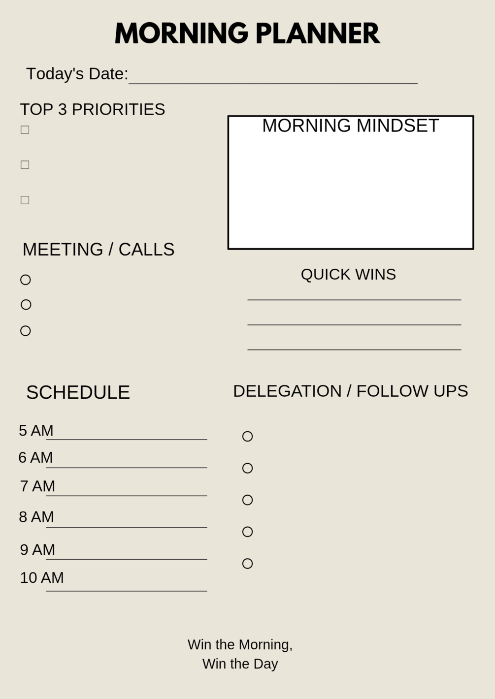 One Sheet Morning Planner Digital (PDF)