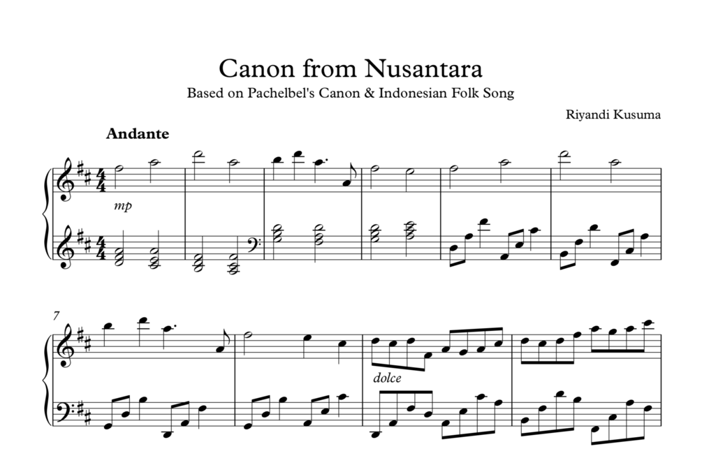 Canon from Nusantara - Riyandi Kusuma (Sheet Music)