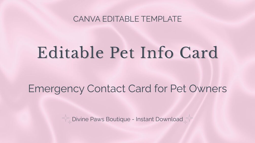 Emergency Pet Info Card - Editable Canva Template