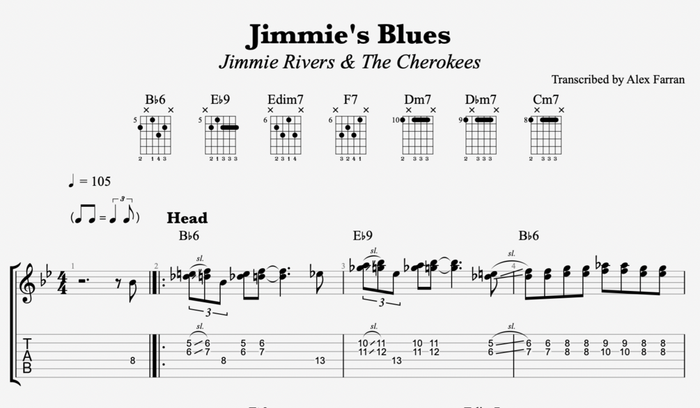 Jimmie's Blues - Jimmie Rivers *YouTube lesson