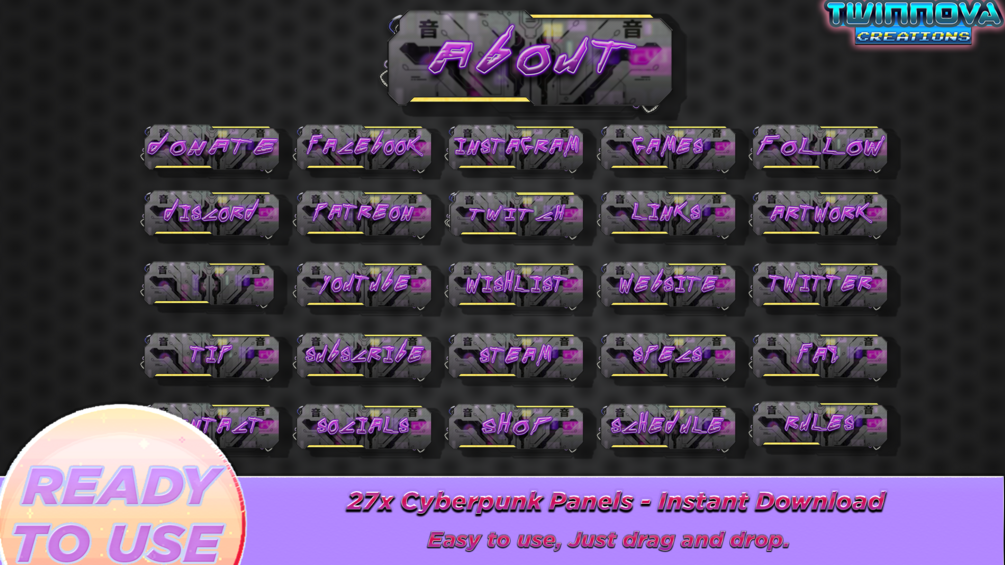 Twitch Panels - Cyberpunk theme