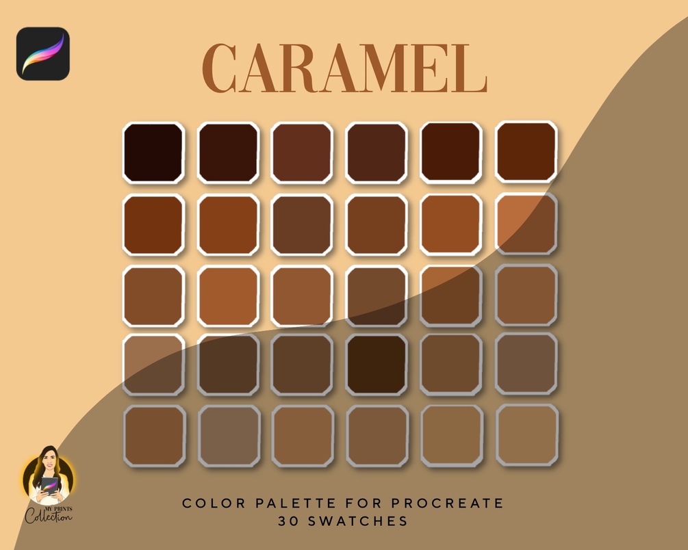 Caramel Procreate Color Palette | 30 Swatch | Fresh Tones | Summer ...