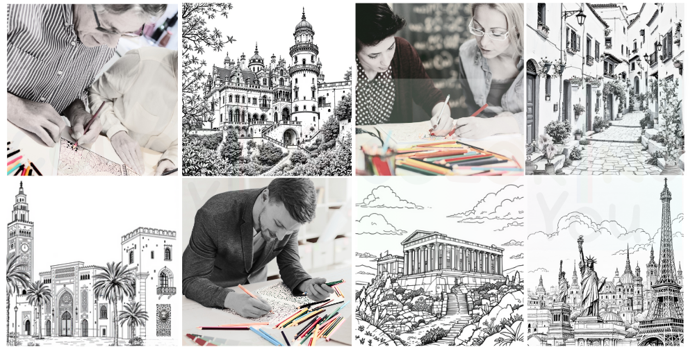 Monuments of the World – Printable Coloring Book for Adults, Teens ...