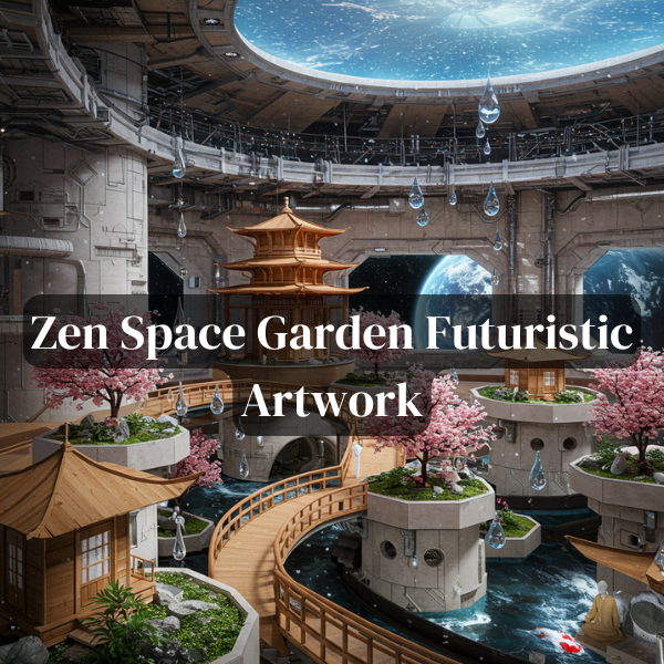 Zen Space Garden Futuristic Artwork