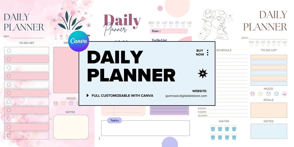 Digital Daily Planner Canva Templates - Free Download