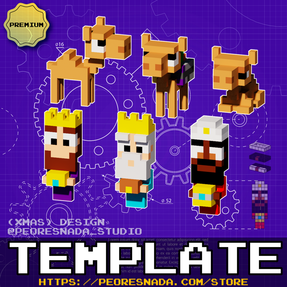 The 3 Wise Men (Los 3 Reyes Magos) 2D/3D Template (Premium)