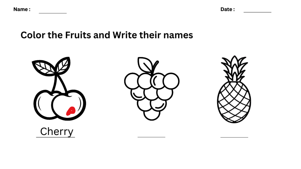 Fruit coloring printable sheets for kids