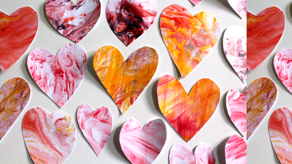 Create Stunning Marbled Heart Art with Shaving Cream