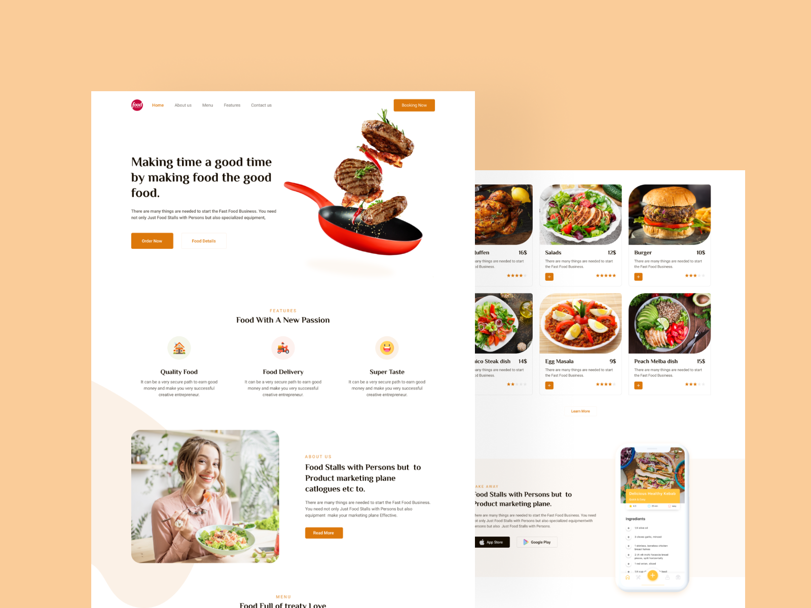 Food Ordering Website Landing Page UI