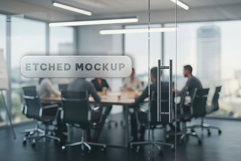 Free Etched Logo on Glass Panel Mockup | 100% Customizable