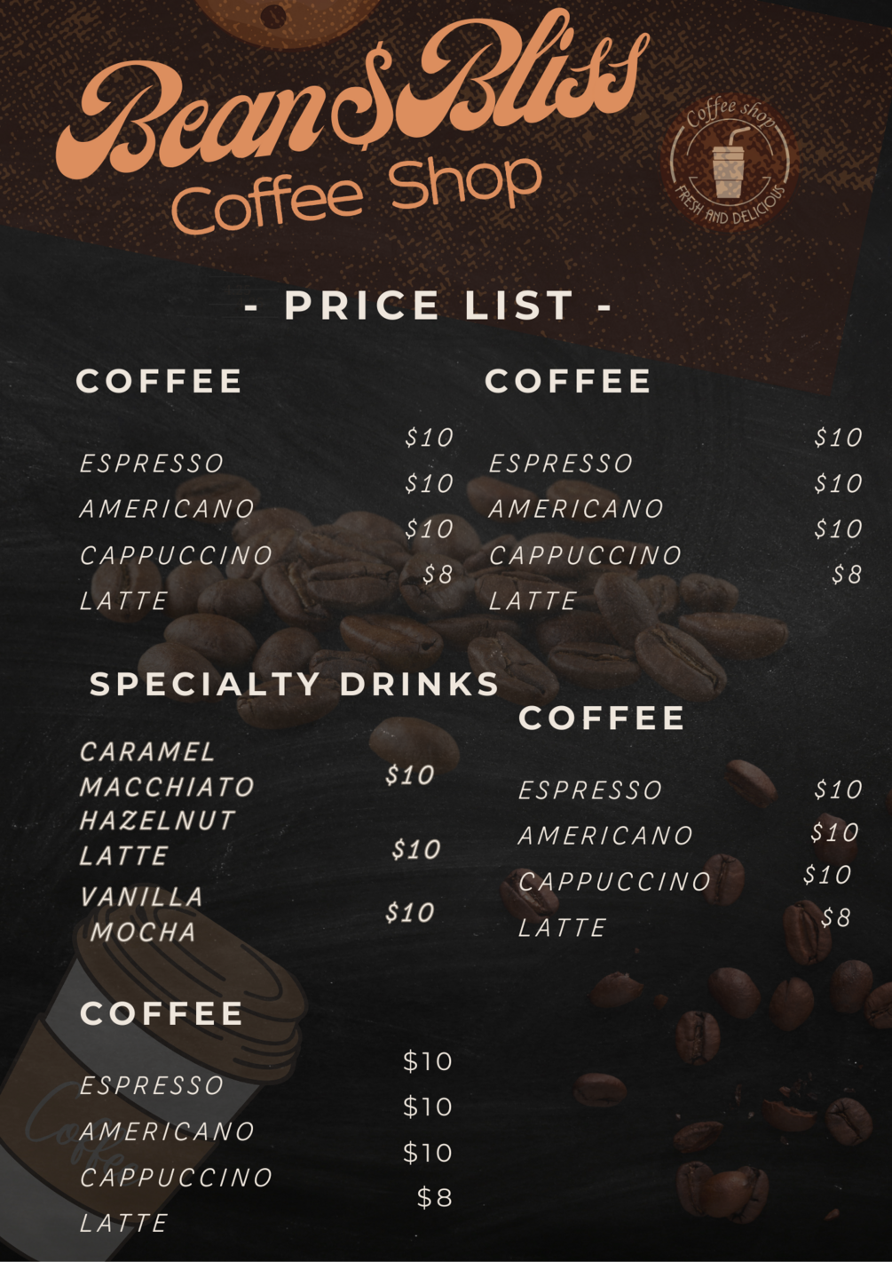 Editable Coffee Menu Template - Transform Your Coffee Menu