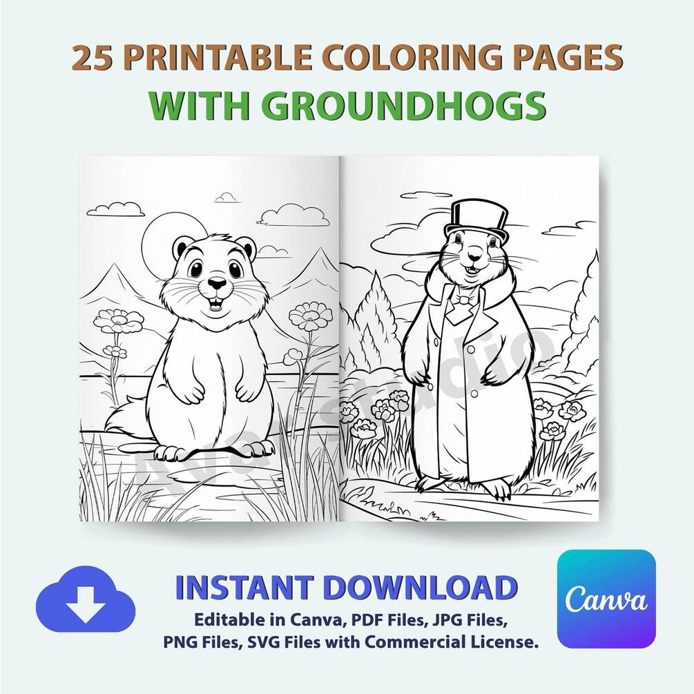 Groundhog Coloring Sheets | KDP 25 Fun Coloring Pages Printable at Home ...