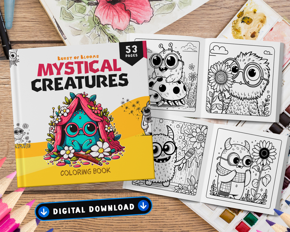 53 Cute Monsters Coloring Book, Burst of Blooms Coloring Pages ...