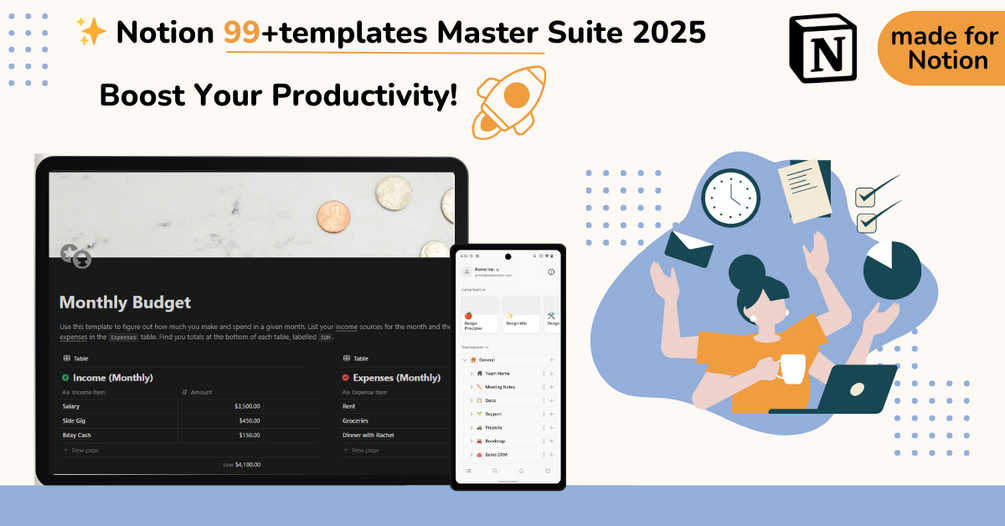 Notion Bundle +99 Templates Bundle