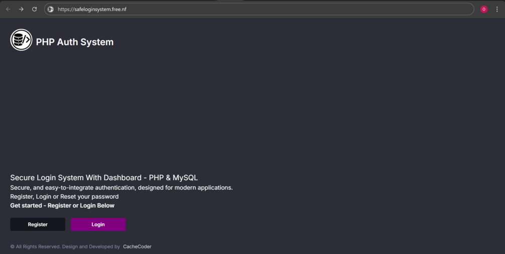 Secure PHP Authentication System