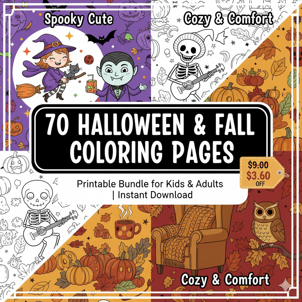 The Ultimate Halloween & Fall Coloring Bundle (70 Pages)