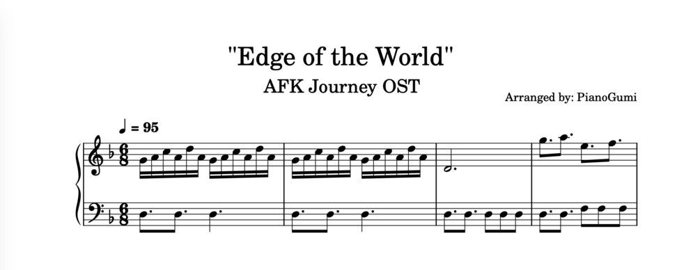 AFK Journey OST - "Edge of the World" - EASY Piano Sheet Music