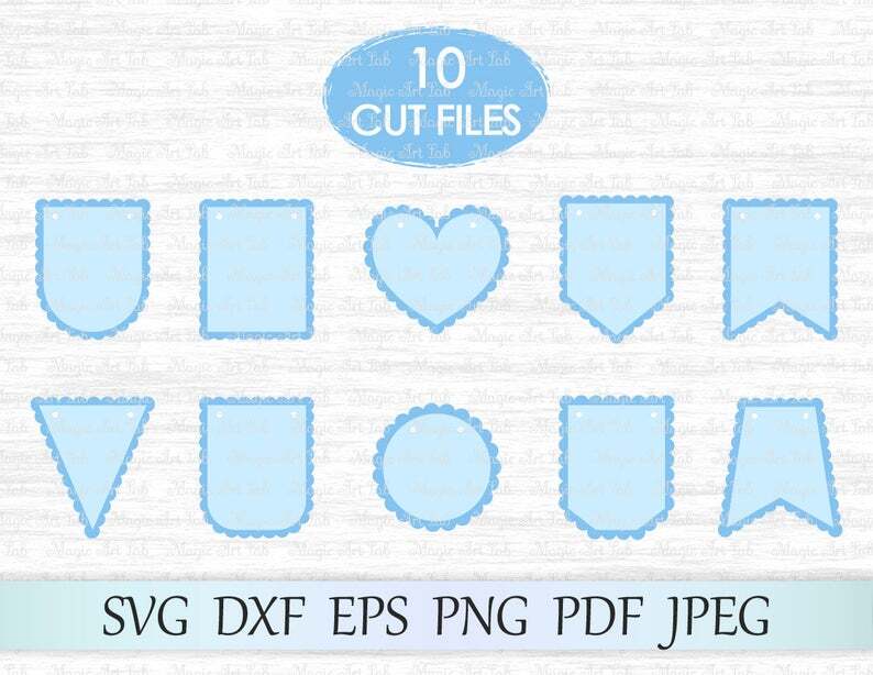 Scalloped banners svg, Bunting banners svg, Banners cut file, Bunting ...