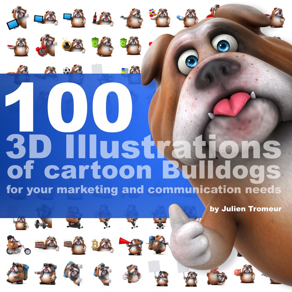100 Illustrations of cartoon Bulldogs