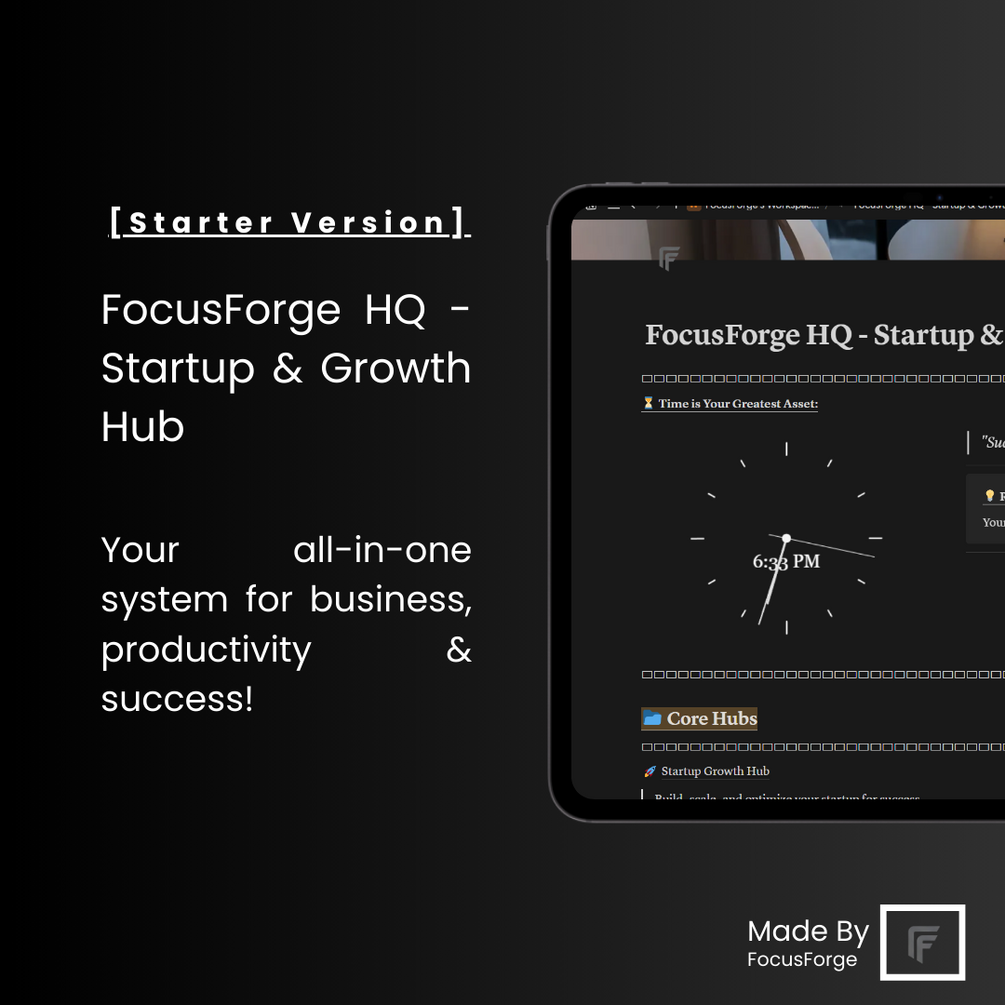 FocusForge HQ - Startup & Growth Hub (Starter)