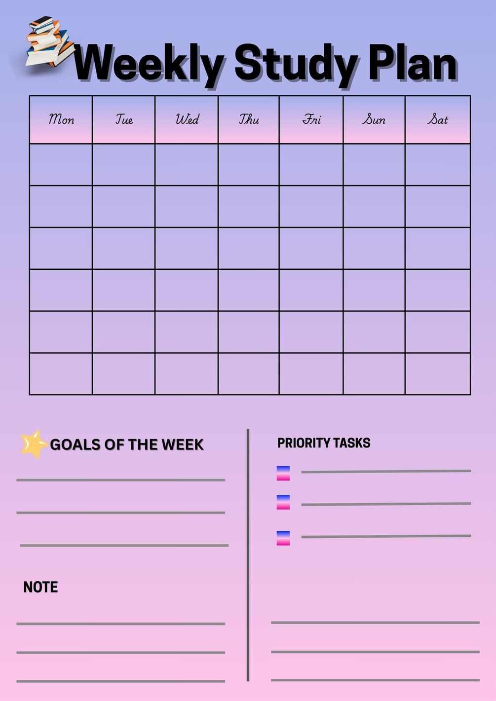 Minimalist Weekly Study Planner – Printable PDF for Students