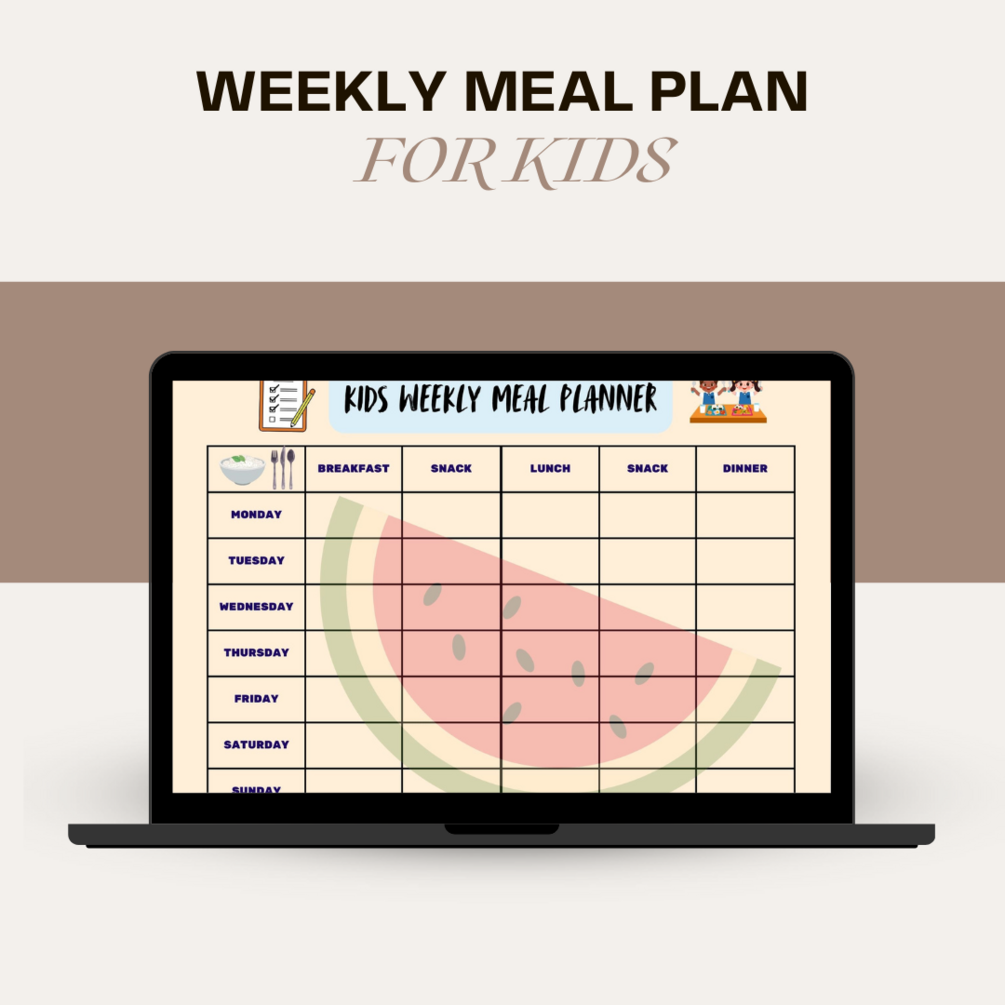 Kids Weekly Meal Planner Template | Printable Chart for Healthy Eating ...