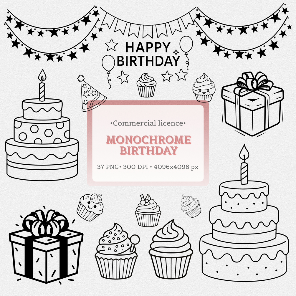 Monochrome Birthday bundle