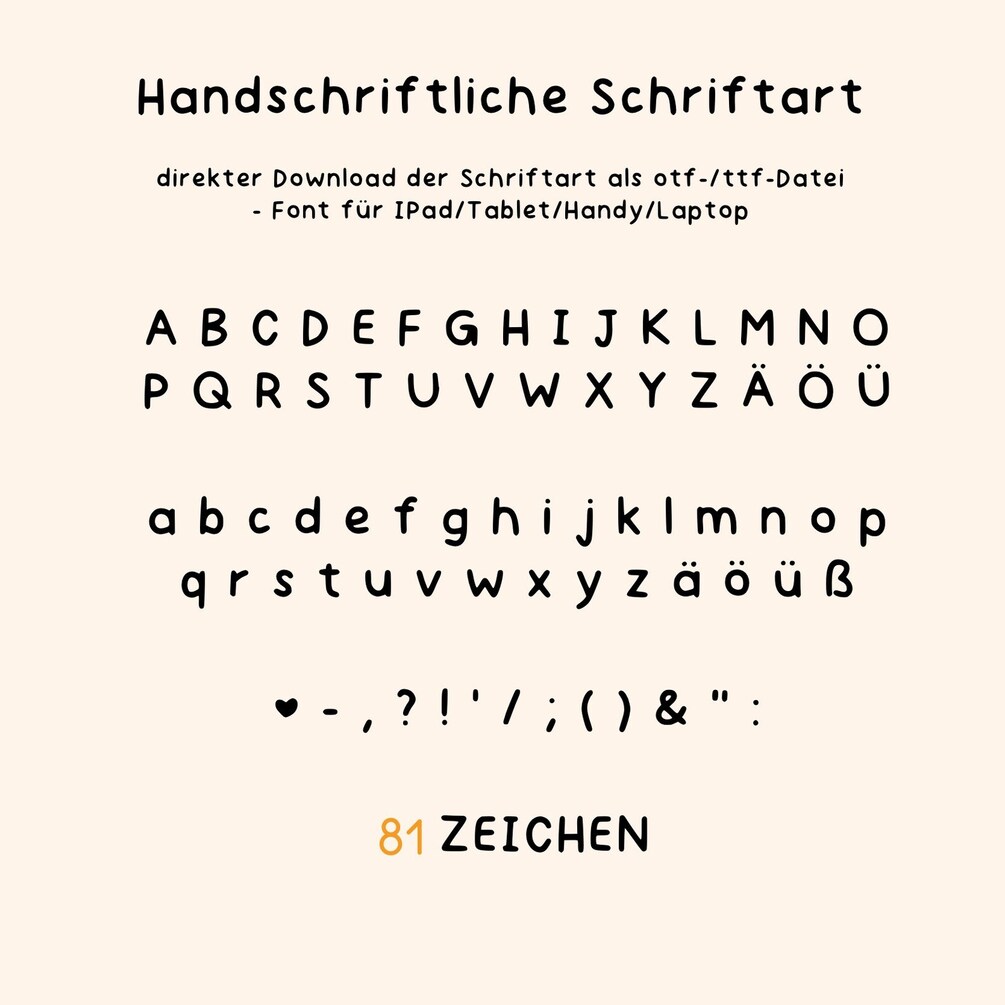 Schriftart Font Digitales Produkt für das Schreiben von Lernzetteln und ...