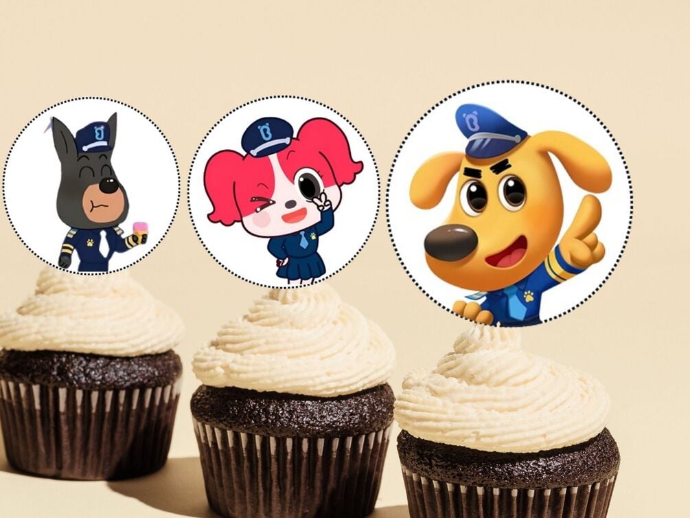 Safety Sheriff Labrador Cupcake Toppers Printable DIY Birthday Decorations