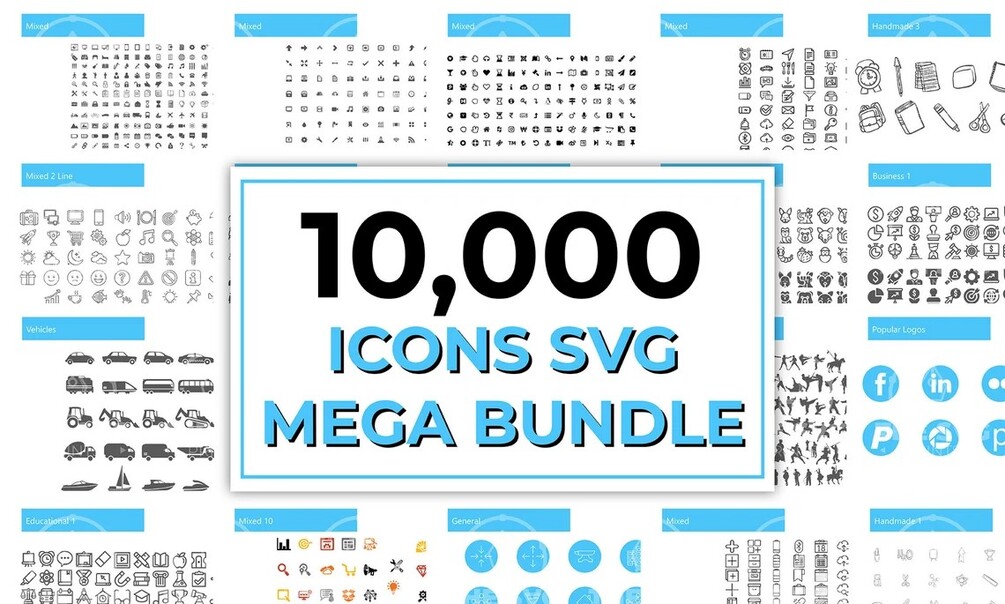 Vector Icons Mega Bundle - 10,000+ Icons SVG, PNG, PDF, EPS