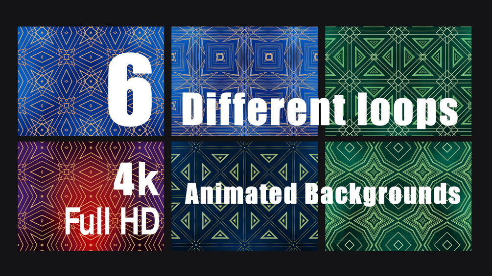 Video Backgrounds in Loop. Collection D of 6 loops, geometric shapes ...