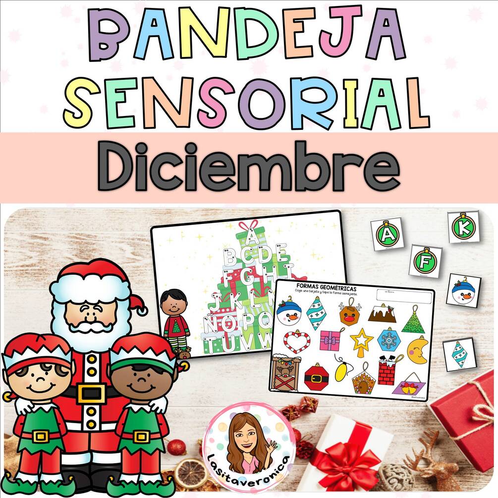 Bandeja sensorial diciembre / December Sensory Bin Activities. Spanish