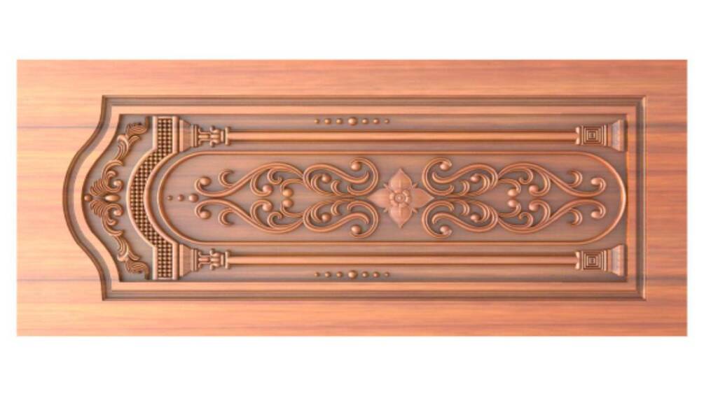 Ornate Wooden Door Design with Detailed Patterns for ArtCAM CNC Projects