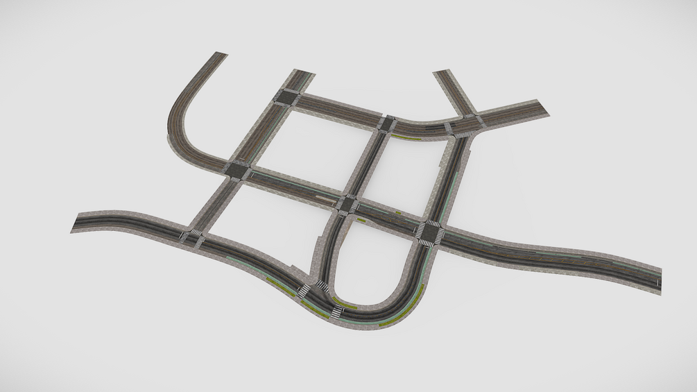 (FREE PRODUCT) City Road Layout 3D Model
