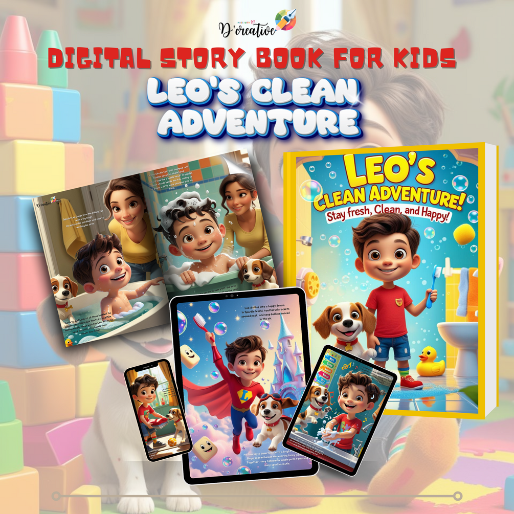 Digital Story Book for Kids Leo's Clean Adventure Stay Fresh, Clean & Happy