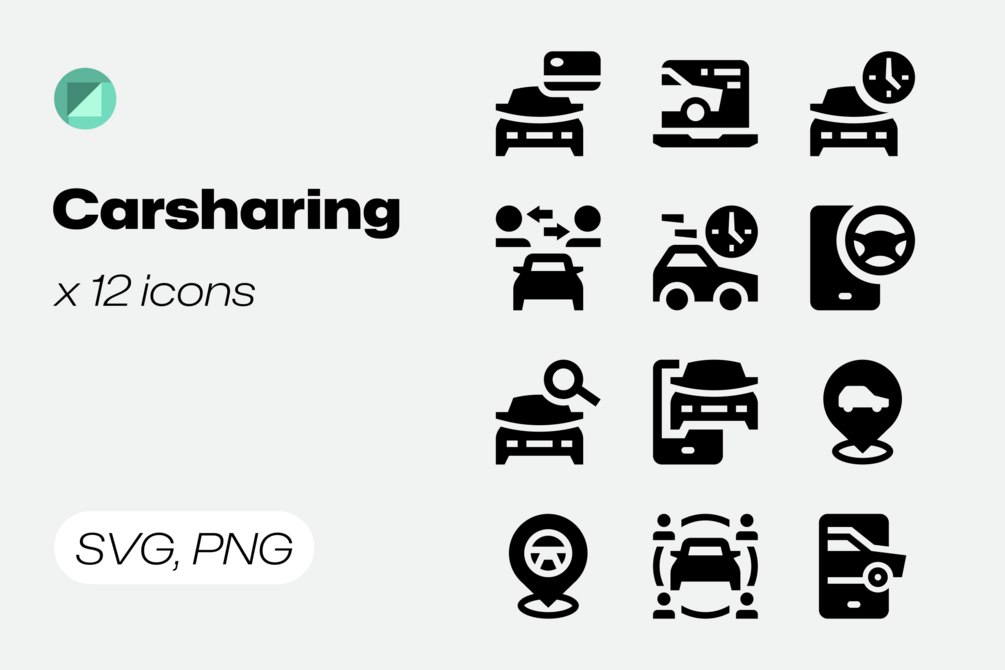 Basicons / Solid / Carsharing Icons
