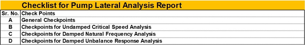 Checklist for Reviewing Pump Lateral Analysis Report