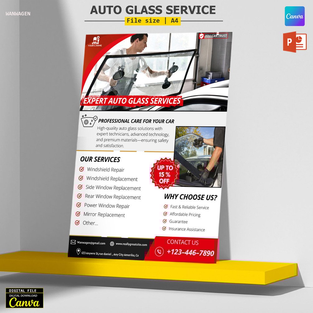 Auto Glass Service Flyer - Template Windshield Repair