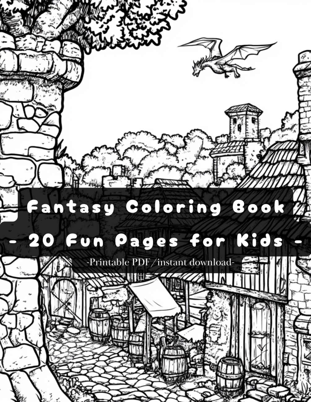 Fantasy Coloring Book - 20 Fun Pages for Kids | Printable PDF