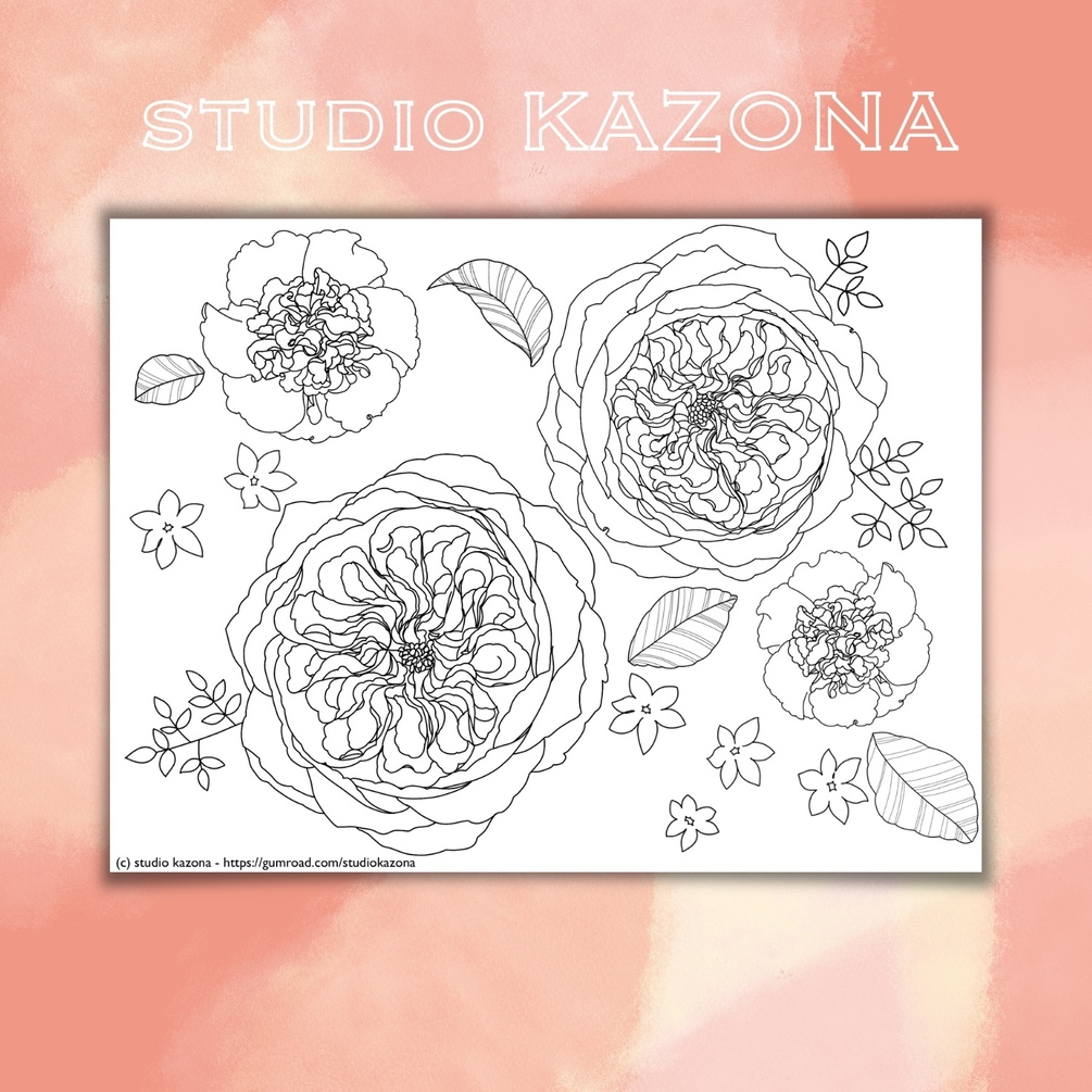 Floral Flat Lay Coloring Sheet