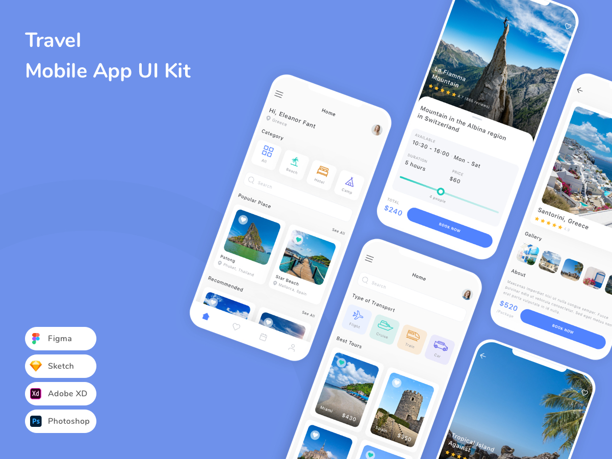 Travel Mobile App UI Kit
