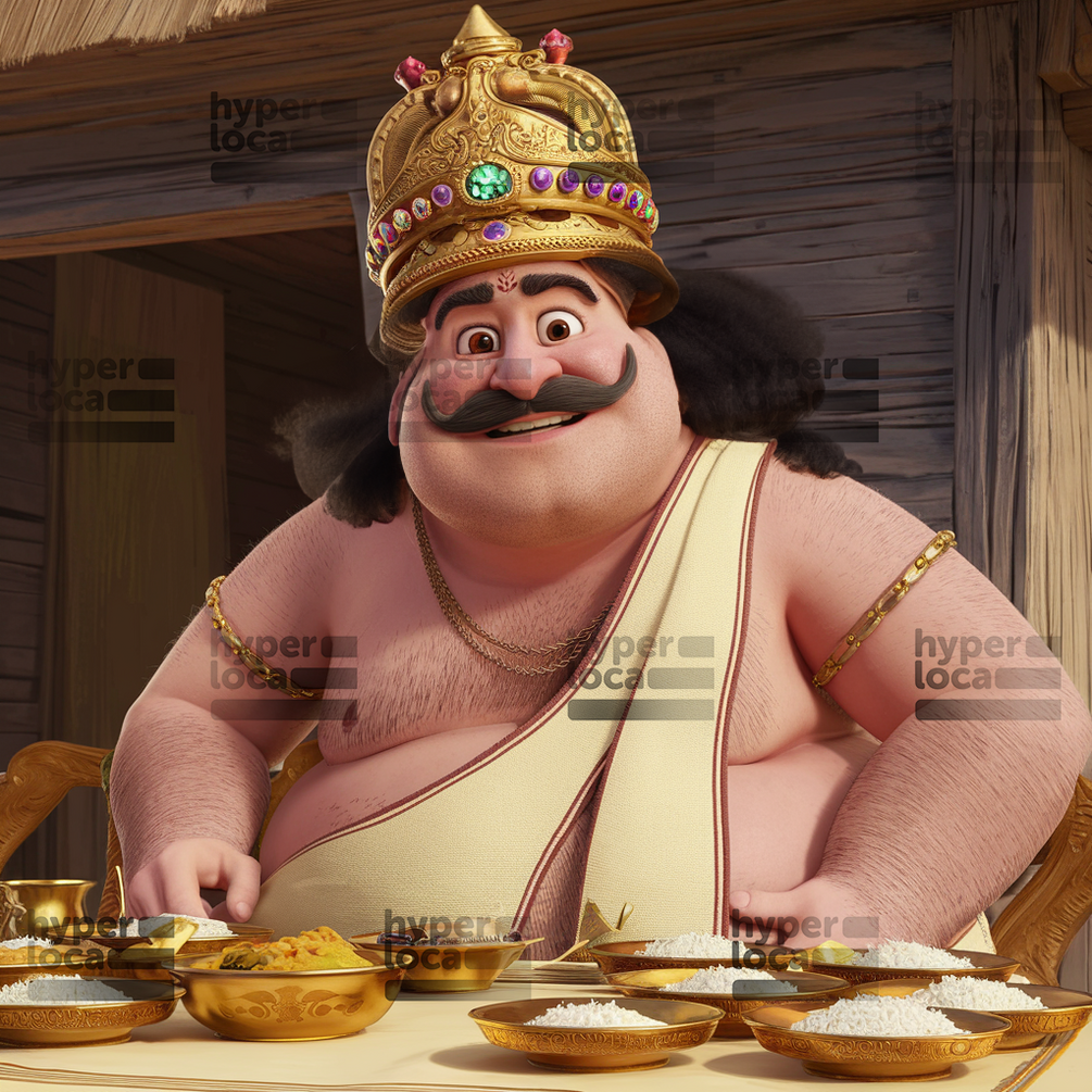 Vibrant Maveli Mahabali Stock Illustration - Onam Festival Art _z1