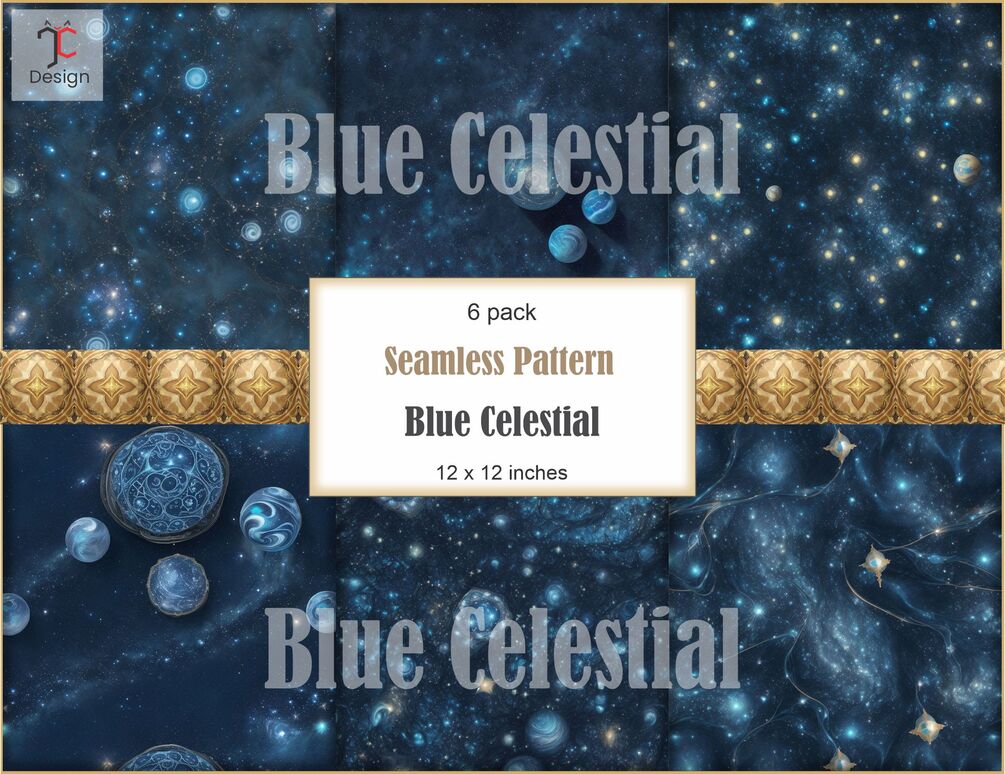 Blue Celestial Seamless Patterns Collection | 6 pack
